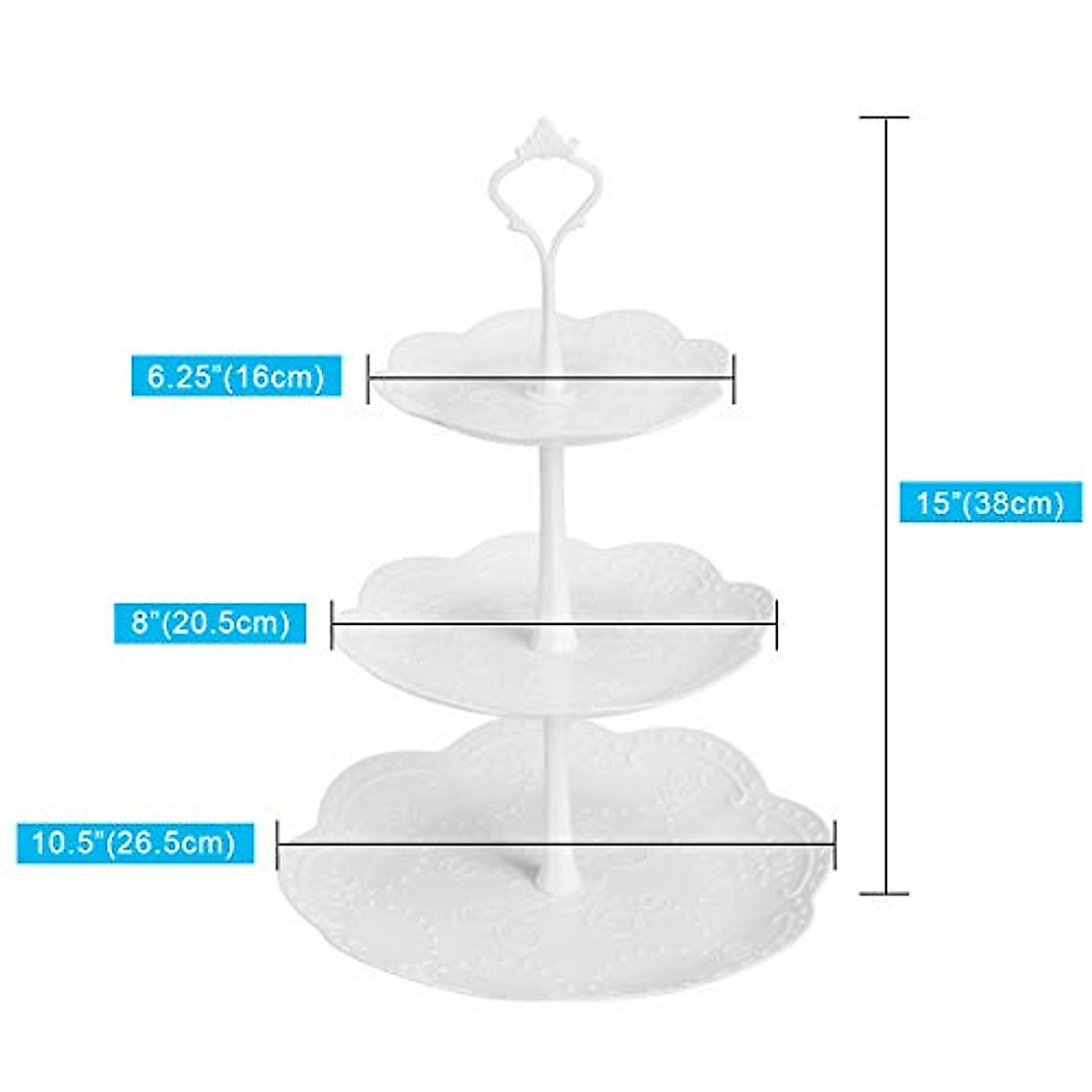 Coitak 3 Tier Cupcake Stand, Plastic Tiered Serving Stand, Dessert Tower Tray for Tea Party, Baby Shower and Wedding (Pure White) (Plastic)