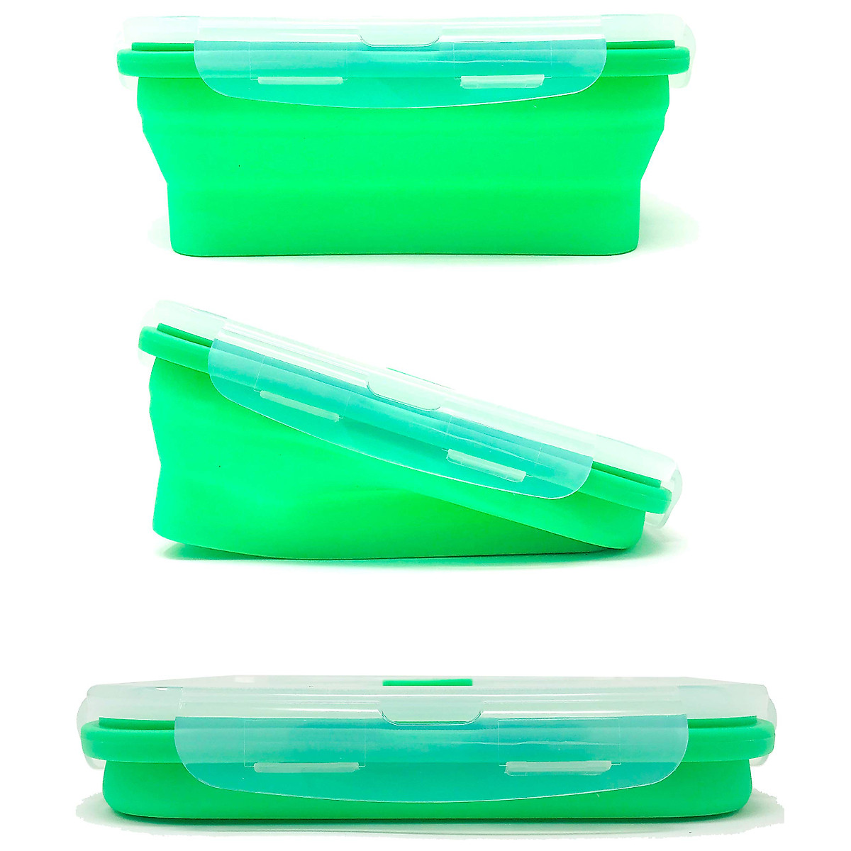 2 Set of 4 Collapsible Silicone Food Storage Container, Leftover Meal box For Kitchen, Bento Lunch Boxes, BPA Free, Microwave, Dishwasher and Freezer Safe. Foldable Design Saves Your Space.