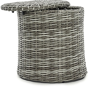 Elle Decor Vallauris Patio Outdoor Furniture Collection, Premium All Weather Wicker, Storage Side Table, Gray