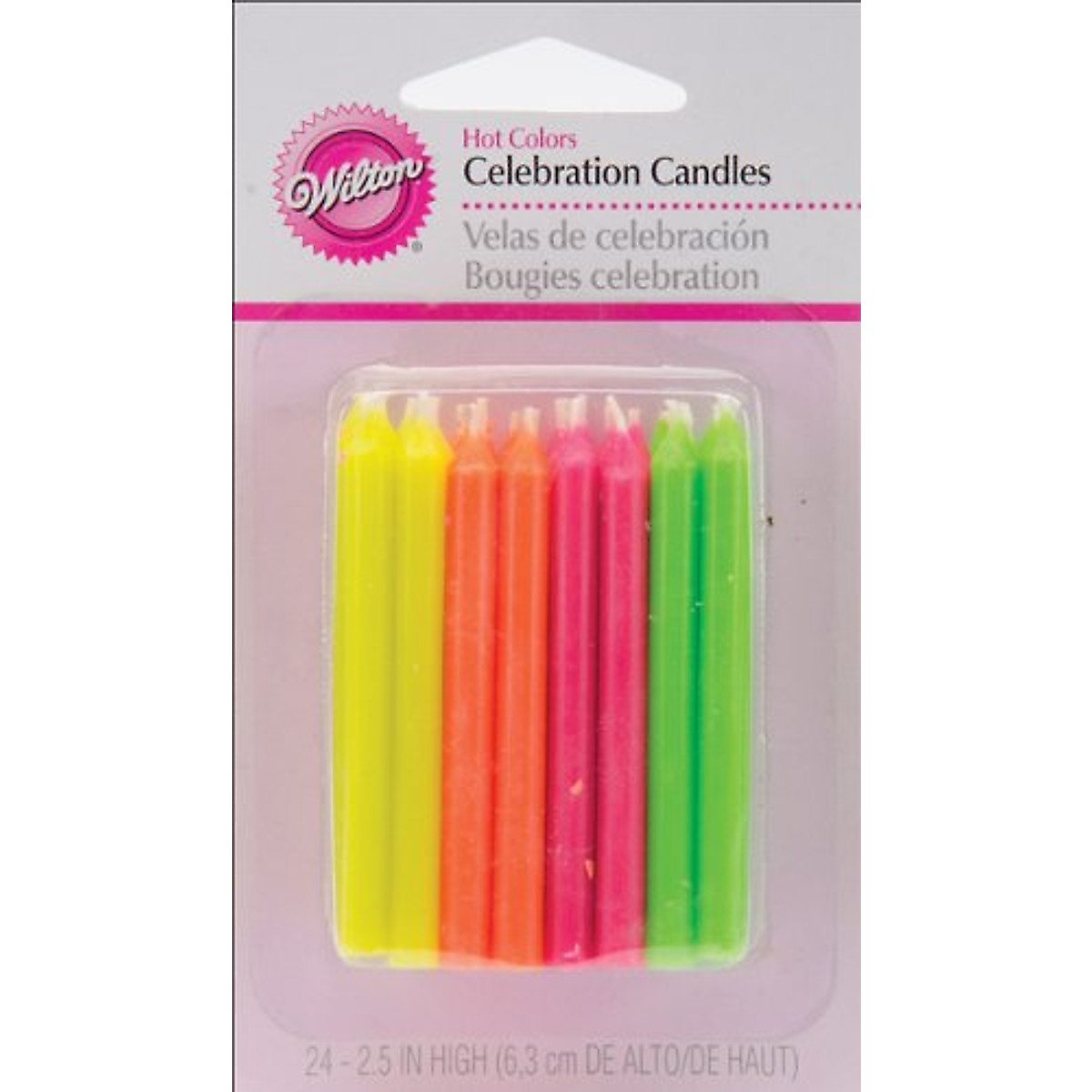 Wilton Birthday Candles, 2.5-Inch, Hot Colors, 24-Pack