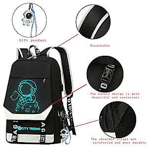 BKFDFVB Kids Anime Luminous Astronaut School Backpack with USB Charging Port Outdoor Hiking Bags for Boys Girls-1