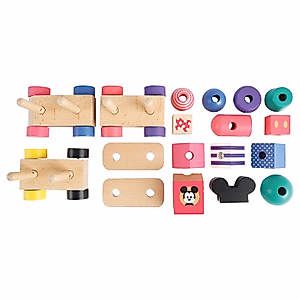 Just Play Disney Wooden Toys Mickey Mouse Stacking Train Set, 18-Pieces, Officially Licensed Kids Toys for Ages 18 Month