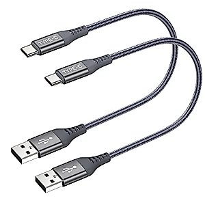 Short USB Type C Cable,(1ft 2-Pack) USB-C Charger Nylon Braided Fast Charging Cord Compatible with Samsung Galaxy S9 S8 Plus Note 9 8 Google Pixel 2 XL,LG G7 V35 ThinQ,V30(Grey)