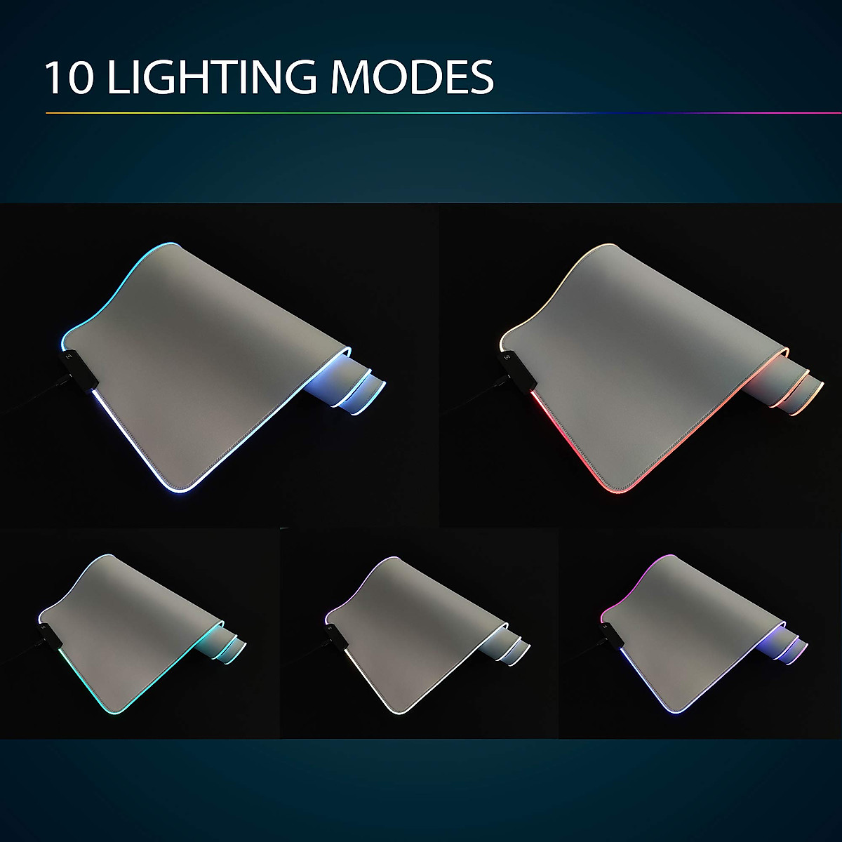 Board | Extended White RGB Gaming Mouse Pad/Mat XXL: 10 Lighting Modes 7 Monochromatic Light, Maximum Control and Speed, Ultra Thick 4mm, Non-Slip Large Mousepad and Keyboard Mat 31.5"x11.8"x0.16"