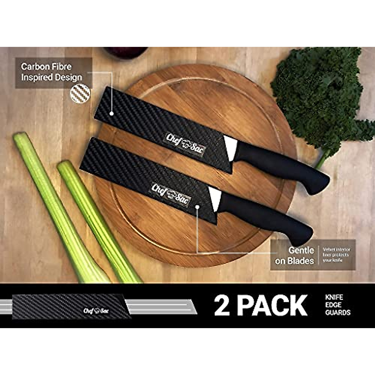 Chef Sac Elite Chef Knife Roll Bag with 2-Pack Knife Guards (8.5") Included