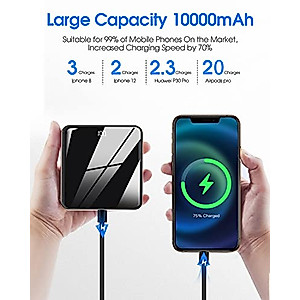 KLL Power Bank with Built in Cables, 10000mAh Slim Portable Charger LED Display, Small External Battery Pack with 4 Inputs and 5 Outputs Phone Charger for iPhone Samsung Huawei iPad etc