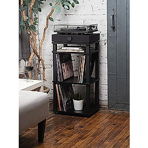 Andover Audio SpinStand Rack for Records and Audio Components - Metal-Reinforced, Holds 150 LPs, Optimum Height & Storage Space, Ideal for Turntables, Vinyl, Spinbase, and Hi-Fi Systems - Black