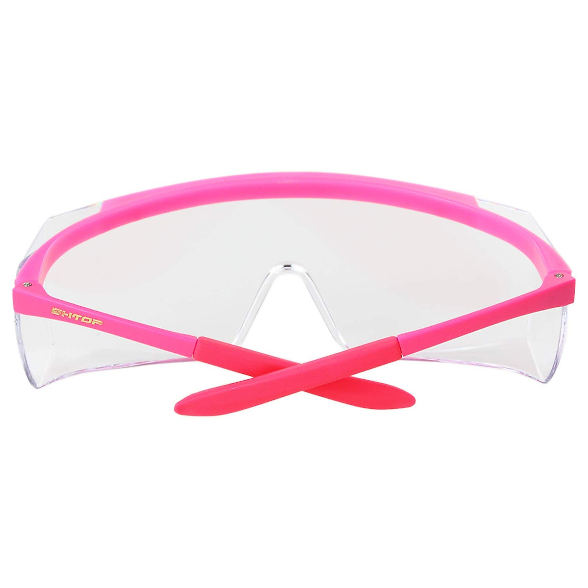 BHTOP Safety Glasses Protective Eye Wear L010 Clear Lens Anti-Fog Goggles Over-Spec Glasses in Pink