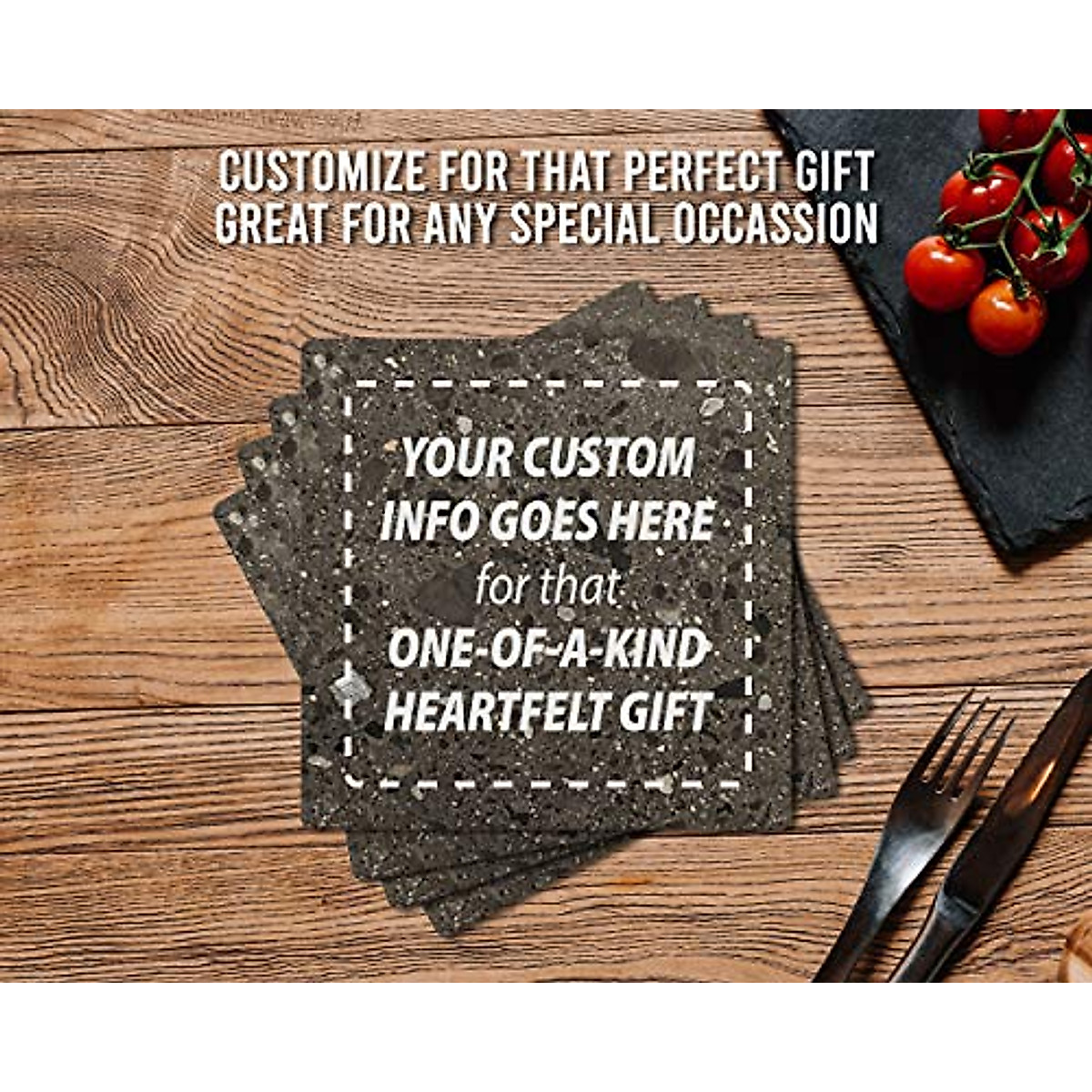 Krebs Custom Coaster Set of 4 - Personalized Name Monogram Drink Coasters - Absorbent Stone Coasters with Non-Slip Cork Backing - 4" Large Coasters for Anniversary, Housewarming, Wedding