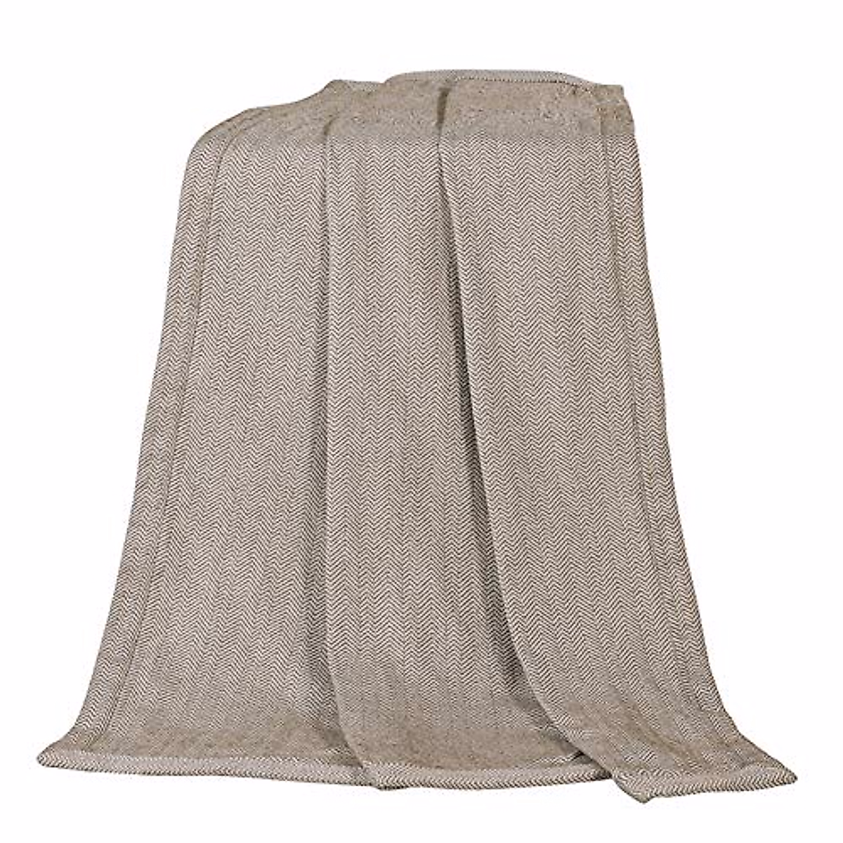 HiEnd Accents Fairfield (Taupe) Chevron Herringbone Throw Blanket