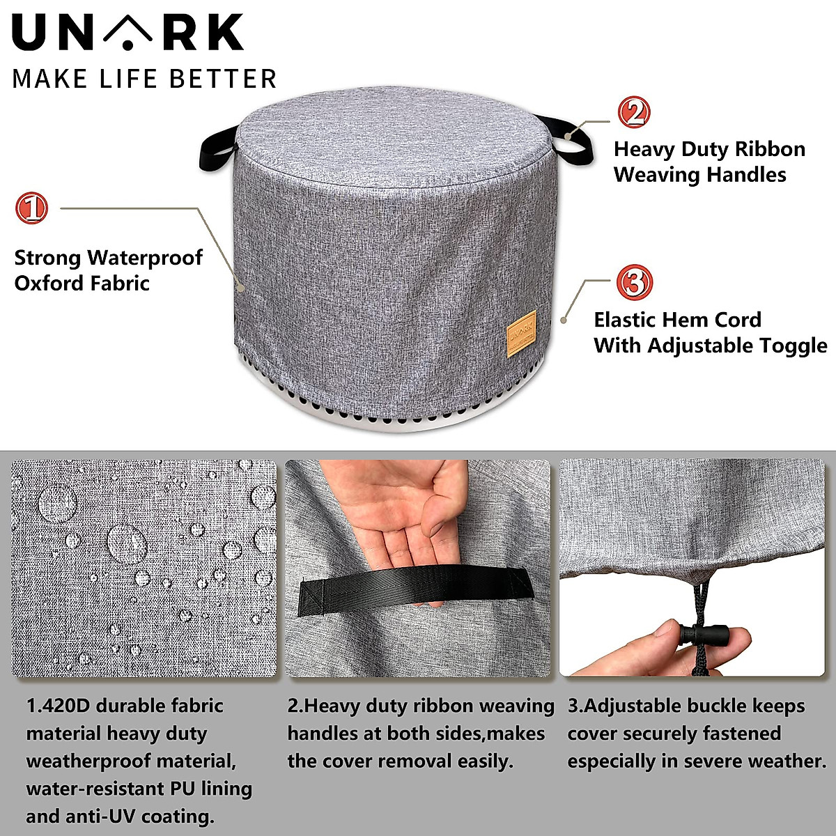 Fire Pit Cover For Solo Stove Cover Yukon 27 Inch ,Solo Stove Bonfire Cover Yukon Grey 27 Inch,Yukon Solo Stove Cover,Heavy Waterproof Protective Solo Stove Accessories,Solo Stove Yukon Cover