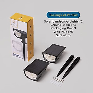 Luma Solar Outdoor Lights 2 Pack | Weatherproof Landscape Lighting with 22 LED Outdoor Lights for Patio, Yard | Garden & Wall Mount | 3 Modes Cool, Warm, Both + Rechargeable All-Night Battery