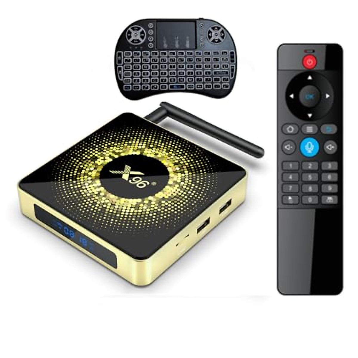 SHYSKY X96 X10 8K Ultra HD Android TV Box Android 11.0 Amlogic S928X LPDDR4 4GB RAM 32GB ROM WiFi6 1000M BT5.2 USB3.0 Support AV1 8K 60fps H.265 HDR Box with i8 Keyboard