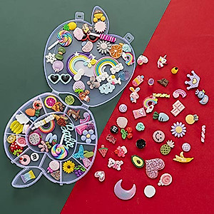 WINTING Not for croc,100pcs Slime Charms,Plastic Flatback Charms and Containers Mixed Candy Cake Sweets Resin Cabochons for DIY Crafts, Scrapbooking, Jewelry Making(mix)