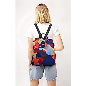 NAITOKE Women Backpack Anti-theft Backpack Lightweight Travel Shoulder Bag,red-colorful,L