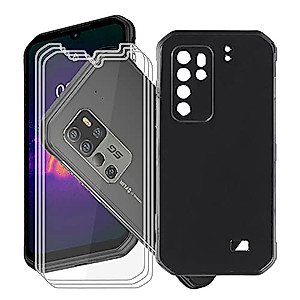 HHUAN Case for Ulefone Armor 11T 5G (6.10"), with 3 Tempered Glass Screen Protector. Ultra-Thin Black Soft Silicone Anti-Drop Phone Cover, TPU Bumper Shell for Ulefone Armor 11T 5G - Black