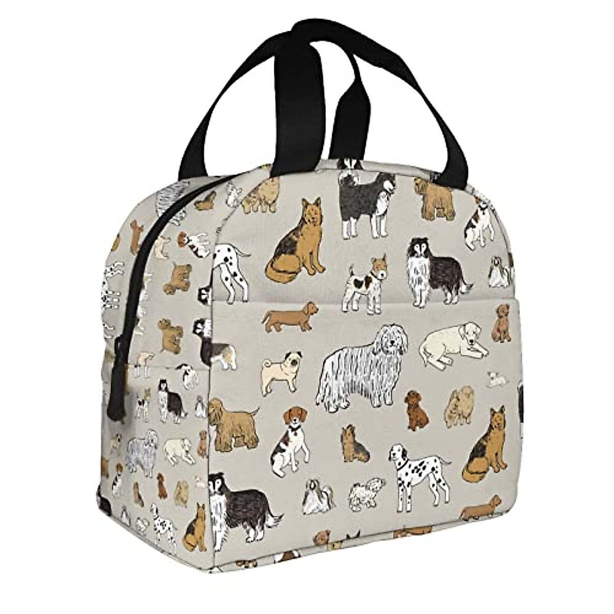 Gbuzozie Cute Dogs Animals Insulated Lunch Bag Leak Proof Tote Lunch Box With Zipper For Women Men Picnic Office