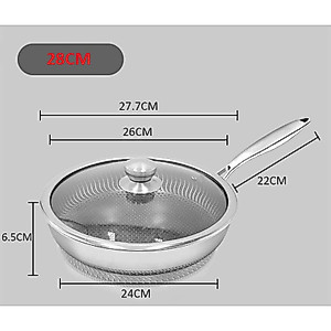 DHTDVD Household Non-Stick Pan Non-Coated Stainless Steel Cooking Pot for Kitchen Pans Universal
