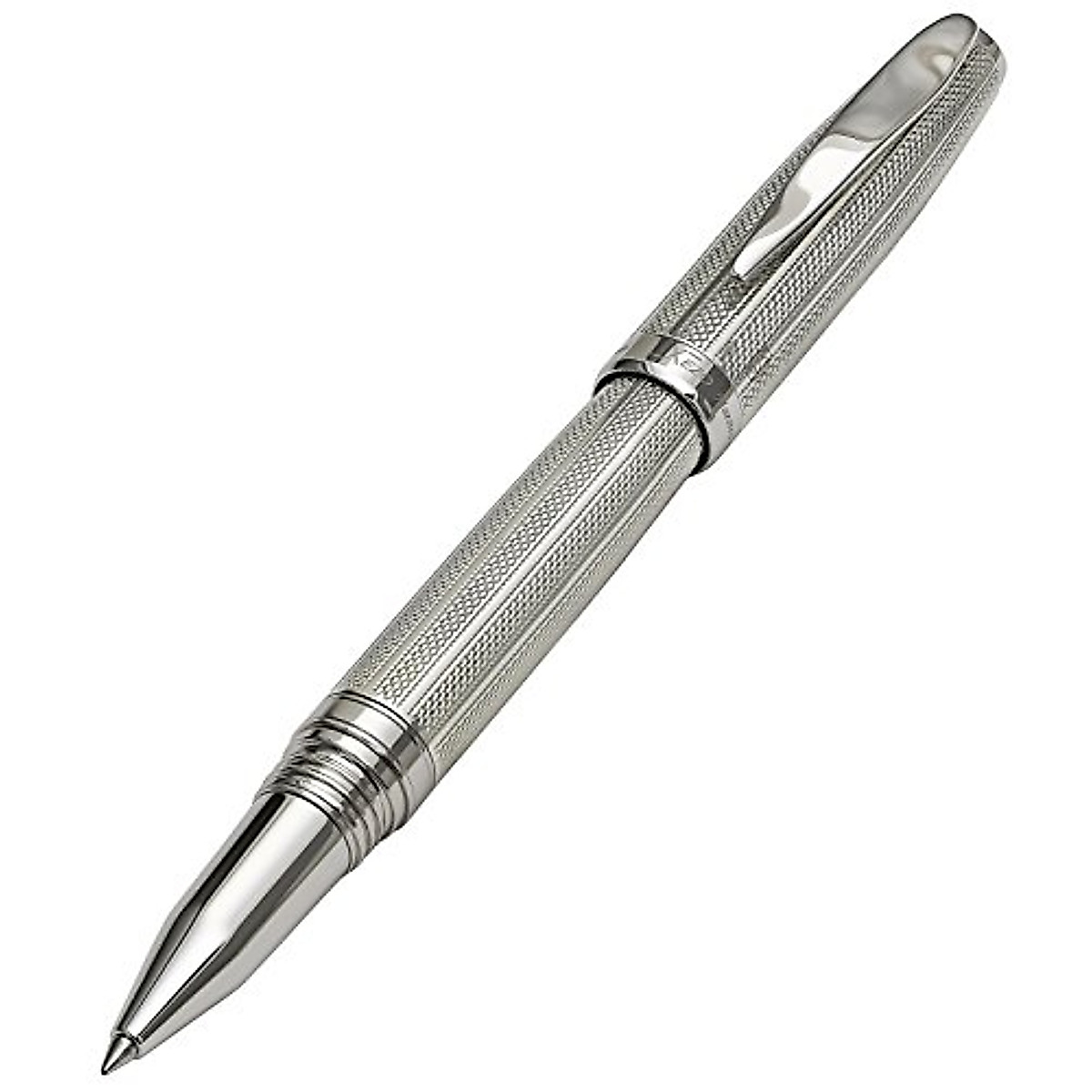 Xezo Solid 925 Sterling Silver Serialized Fine Rollerball Pen with Screw-On Cap (Maestro 925 Sterling Silver R-1)