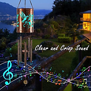 RIMICAB Hummingbird Wind Chime, Solar Wind Chimes, Outdoor LED Garden Lantern Memorial Wind Chime Hanging Home Decor for Garden Patio Yard, Gift for Women Mom Grandma, Christmas Thanksgiving