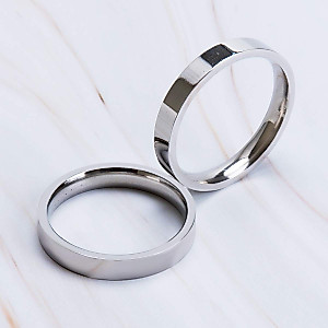 Fanery Sue Custom Personalized Engraved Name Ring for Men and Women Valentines Day Gift for Him/Her Customizable Stackable Simple Dome Couples Promise Rings(Ring Size: 9 | 4MM)