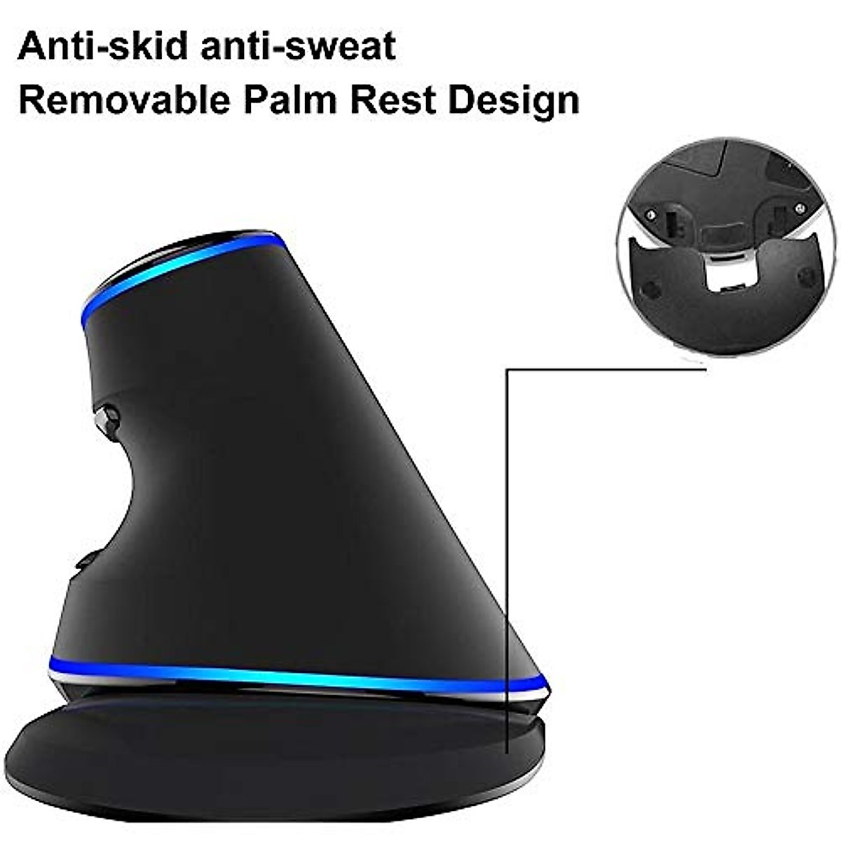 J-Tech Digital Wired Ergonomic Vertical USB Mouse with Adjustable Sensitivity (600/1000/1600 DPI), Scroll Endurance, Removable Palm Rest & Thumb Buttons [V628]