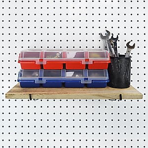 Screw Organizer Storage Bins, 2 Pack Stackable Bins with Lids, Divider Compartment Containers for Garage/Craft Tool Organizing, Tool Cart Cabinet Workbench Drawers Organization and Storage (Red)