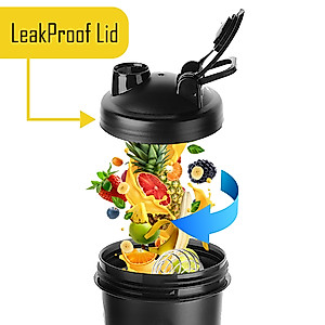Protein Shaker Bottle Perfect for Shakes and Pre Workout, 28-Ounce, Black, Durable For Mixing, With Stainless Steel Whisk ball, BPA Free Mixing Bottle