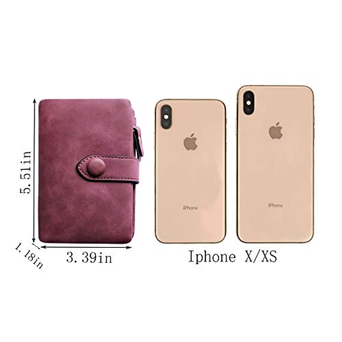 Womens Small Bifold Leather Wallets Rfid Ladies Wristlet with Card slots id window Zipper Coin Purse (Purple)