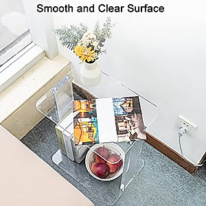 HMYHUM Acrylic Side Table for Small Spaces, 2-Tier End Table/Nightstand for Sofa, Living Room, Bedside, Bedroom, Modern, Easy Assembly, 15.7" L x 11.8" W x 20" H, Clear