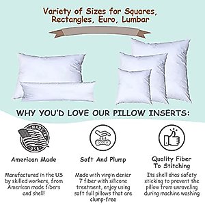 Pillowflex Synthetic Down Pillow Insert - 28x28 Down Alternative Pillow, Insert for Large Square Euro Sham, European Size Pillow - Polyester Accent Sofa Couch Bed Pillow - 1 Decorative Pillow Form