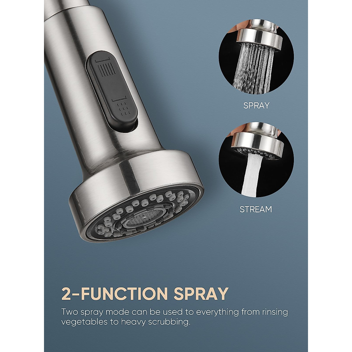 Cobbe Kitchen Faucets, Brushed Nickel Commercial Kitchen Faucet with Pull Down Sprayer, Stainless Steel Kitchen Sink Faucets for 1 or 3 Hole, Single Handle Faucet for Sink Farmhouse Rv