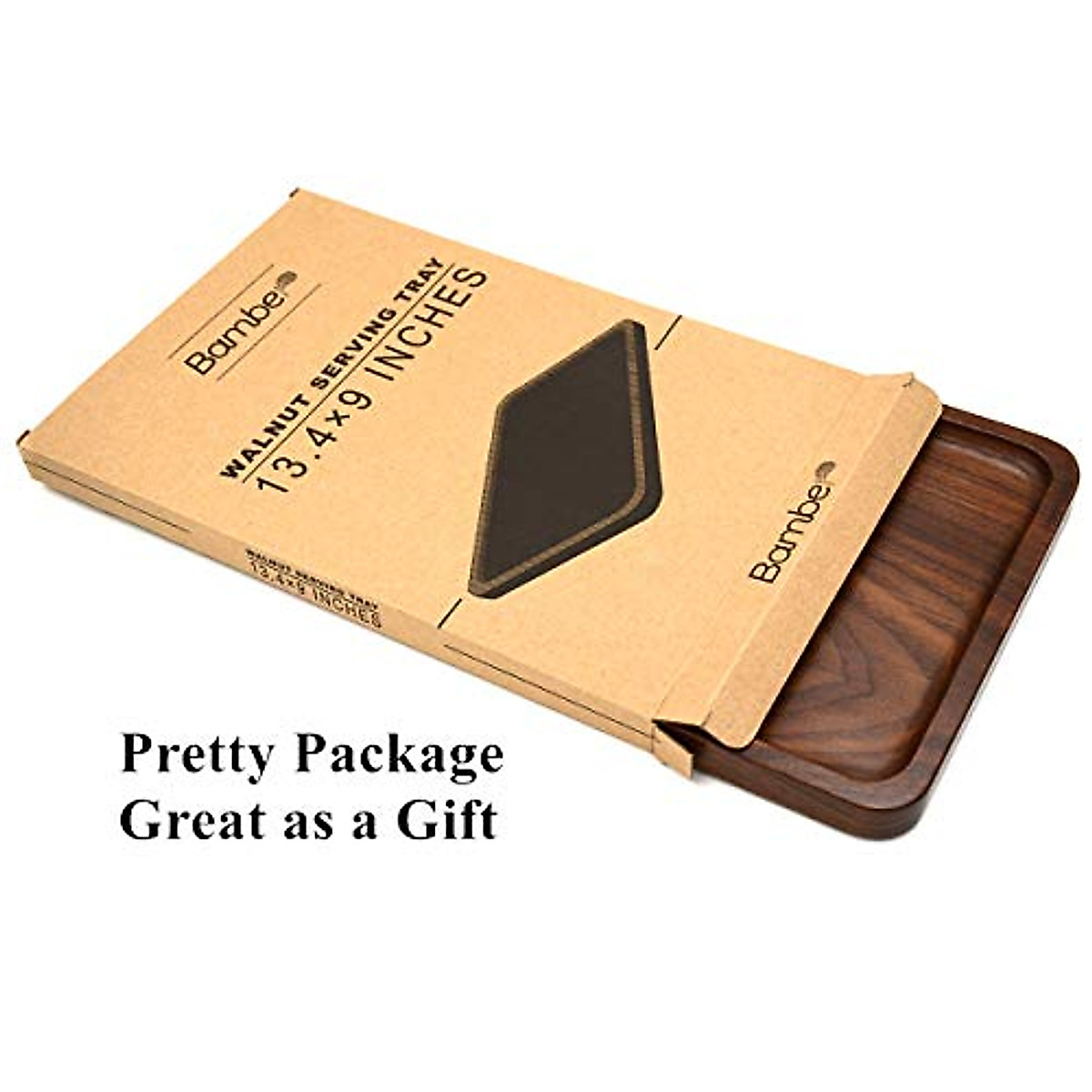 Bamber Wood Rectangular Serving Trays, Medium, Black Walnut, 13.4 x 9 Inches