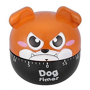 Mechanical Kitchen Timer Cute Dog Shape 55-Minute Countdown Timer No Battery Required Clock Cooking Baking Reminder Timing Tool(Brown)