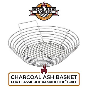 Kick Ash Basket Stainless Steel Charcoal Ash Basket for Kamado Joe Classic - Classic Kamado Grill Charcoal Basket Accessory - Designed in Wisconsin