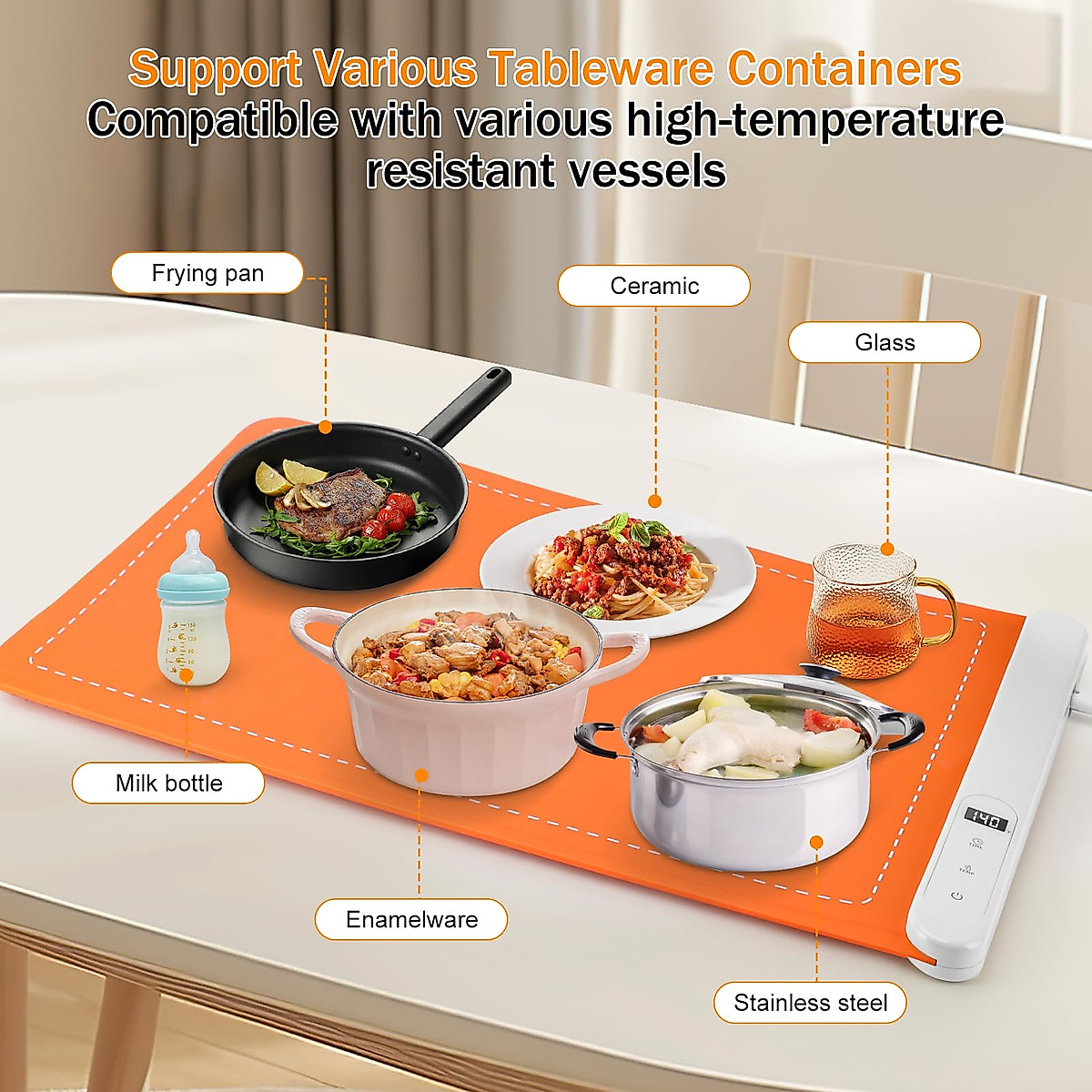 ITEFDTUTNE Electric Warming Tray, Food Warming Mat, Portable Food Warmer, Full Surface Graphene Food Warmer, Premium Silicone Material Warming Pad, 6 Levels Settings, Warming Pad For Buffet Party
