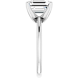 Moissanite World Minimalist Round Diamond Engagement Ring, Emerald Cut 3.00CT, Colorless Moissanite Ring, 925 Sterling Silver, Solitaire Engagement Ring, Wedding Ring, (5.5)