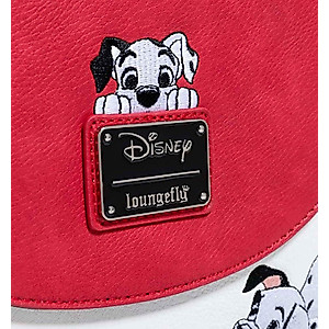 Loungefly x Disney 101 Dalmatians Striped Faux Leather Crossbody Bag (One Size, Black, White, Red)