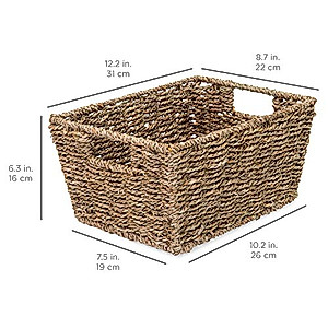 Best Choice Products Rustic Set Of 4 Multipurpose Stackable Seagrass Storage Basket, Handwoven Laundry Organizer Totes for Bedroom and Living Room, Shelves, Pantry w/Insert Handles - Natural