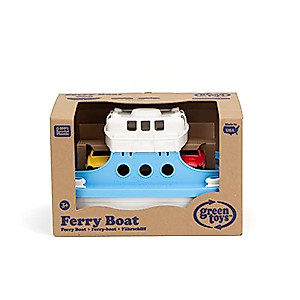 Green Toys Ferry Boat with Mini Cars Bathtub Toy, Blue/White, Standard