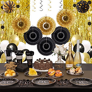 DECORLIFE 50th Birthday Plates and Napkins Serves 24, 50th Birthday Decorations for Men or Women, Cups, Knives, Forks, Spoons Included, Total 168pcs