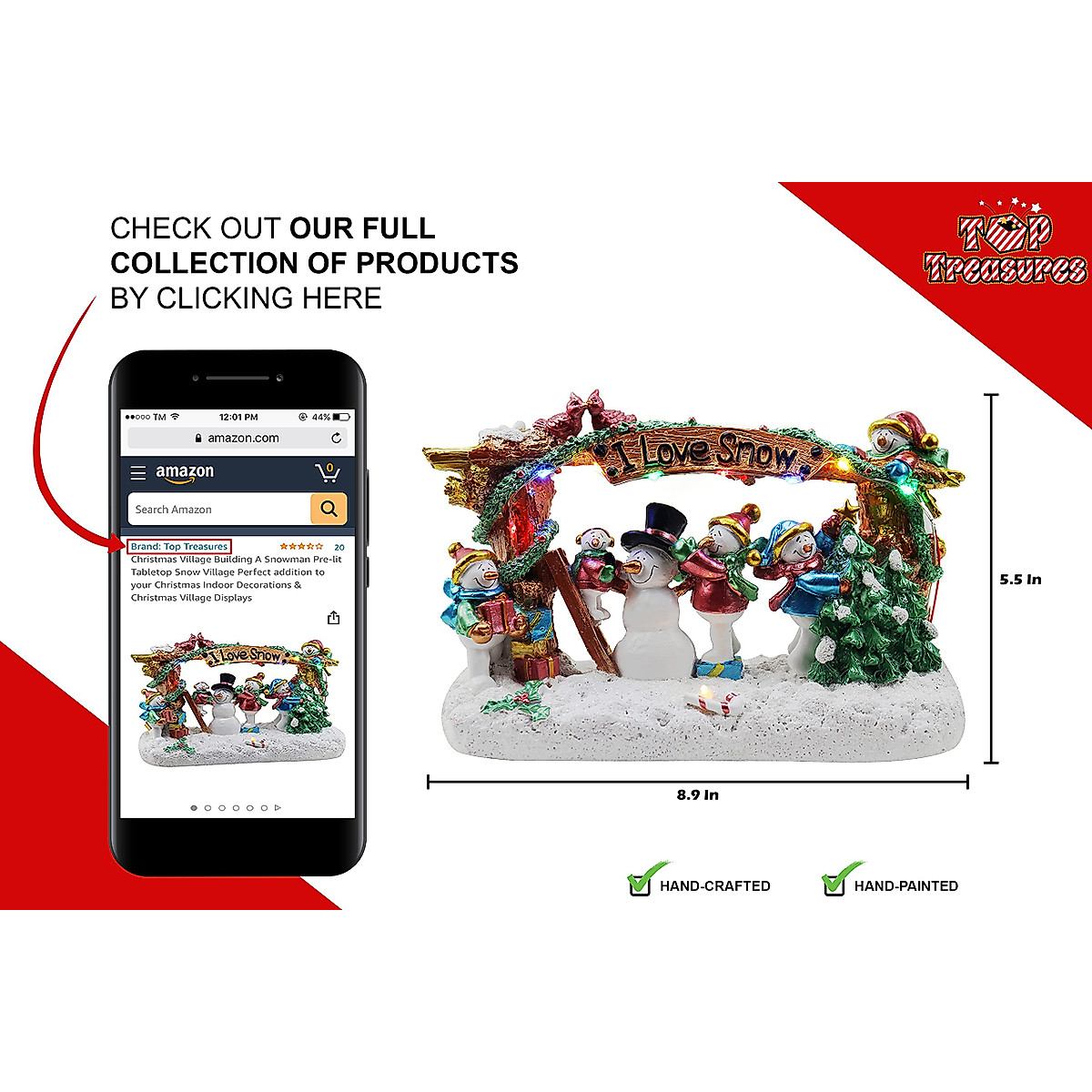 Christmas Village Building A Snowman - Pre-lit Tabletop Snow Village - Perfect Addition to Your Christmas Indoor Decorations & Christmas Village Displays