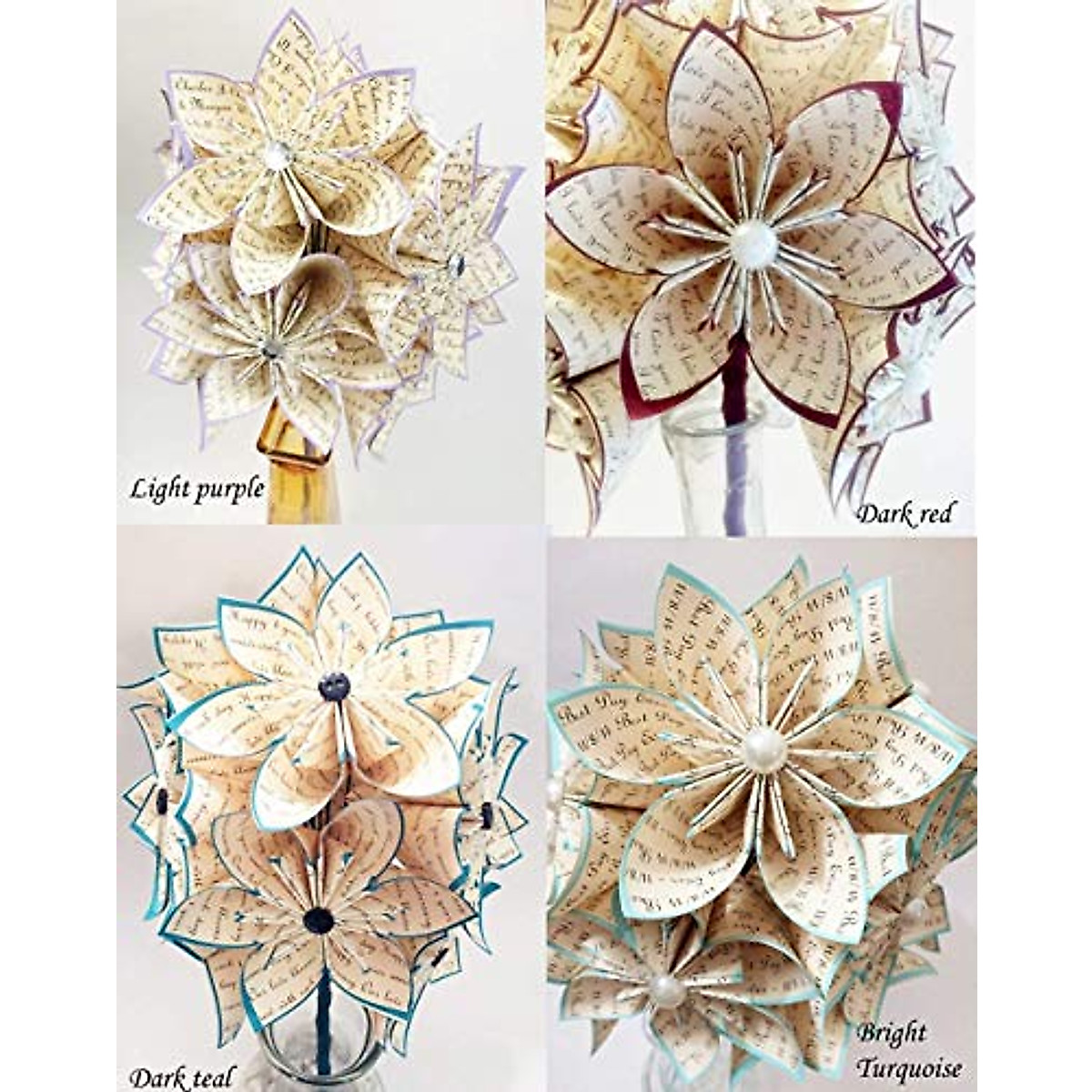 A Dozen "I Love You's" - 12 paper flowers, custom gift, 1st anniversary, gifts for her,bouquet, origami, red rose, made to order