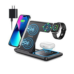 Wireless Charging Station, 3 in 1 Fast Charging Dock for iPhone 14/13/12/11/Pro/X/Max/XS/XR/8/Plus, Apple Watch7/6/5/4/3/2/SE, for Airpods 3/2/Pr0 Wireless Charging Station for Apple (Pink)