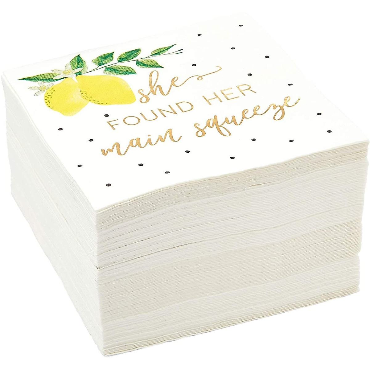Sparkle and Bash 100 Pack She Found Her Main Squeeze Napkins, Lemon Party Supplies for Bridal Shower