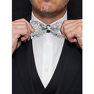 2 Pieces Rhinestone Bow Ties Banquet Bowties Men's Pre-tied Bow Ties for Wedding and Parties (Silver)