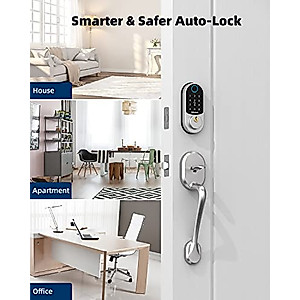 Keyless Entry Door Lock, Zomnua Fingerprint Smart Front Door Locks with Keypads, Smart Digital Biometric Electric Deadbolt Lock with Auto Lock, Fob, Code, Touchscreen,Silver