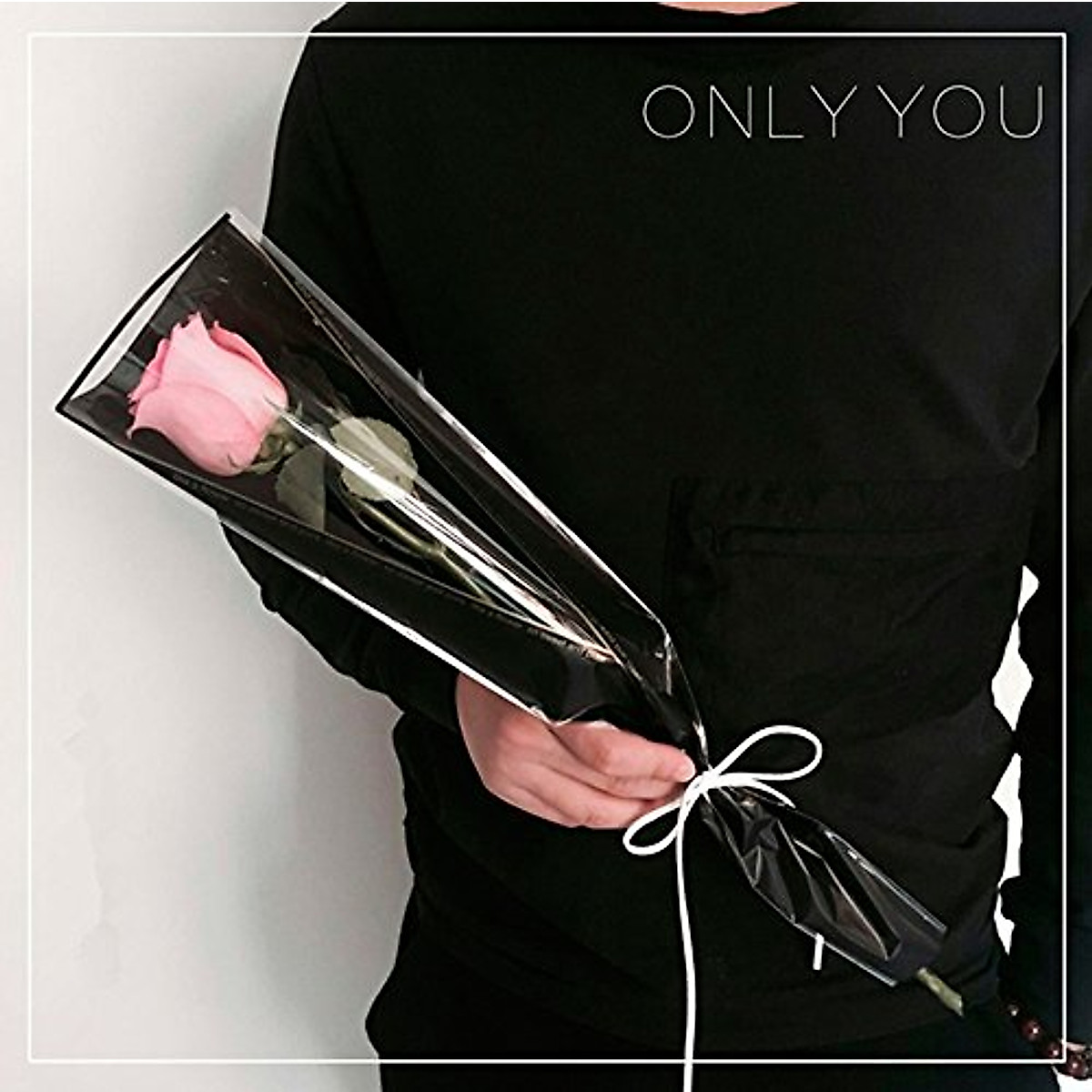 BBC Flower Wrapping Paper Single Rose Packaging Bag 100 Pack (Pink)