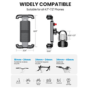 odbowuge Motorcycle Phone Mount Holder - [Triple Shock Protector] Upgrade Bike Phone Mount, Motorcycle Cell Phone Holder Fit iPhone More 4.7-7" Phone