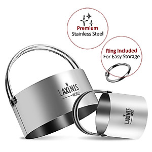 Laxinis World Biscuit Cutter Set, 5 Pieces Round Cookies Cutters with Handle, 18/8 Stainless Steel Graduated Circle Pastry and Dough Cutters